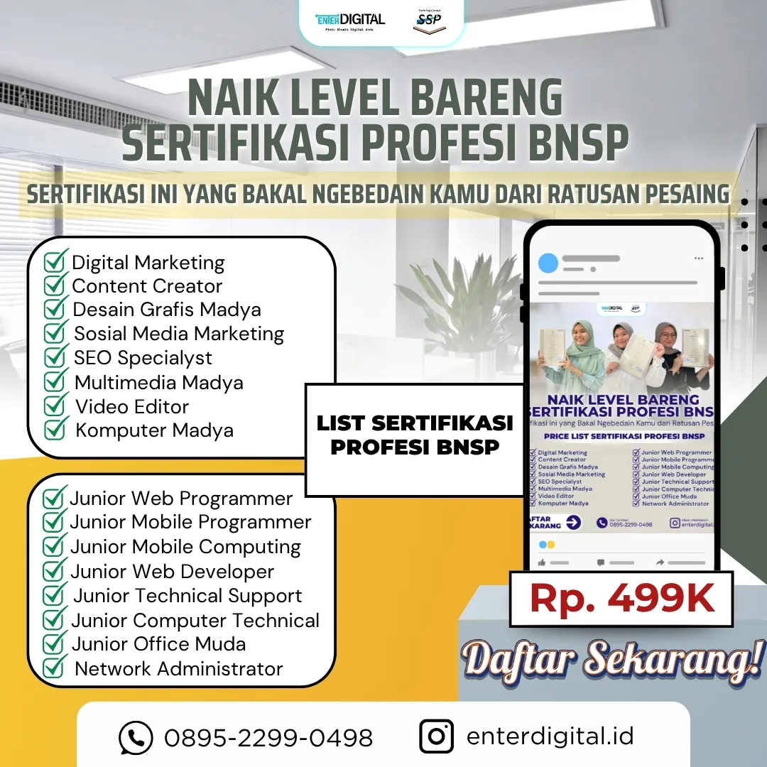 DILIRIK HRD, Daftar Harga Sertifikasi Bnsp Mappi, Pekerjaan, Jasa di TOMIA , WAKATOBI | Jualaku